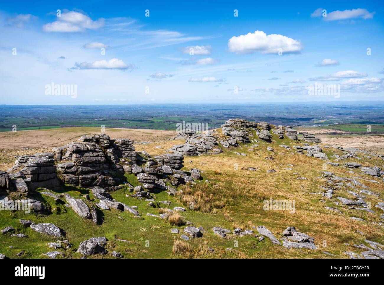 Fortress-like granite "stacks" on West Mill Tor, Dartmoor National Park ...
