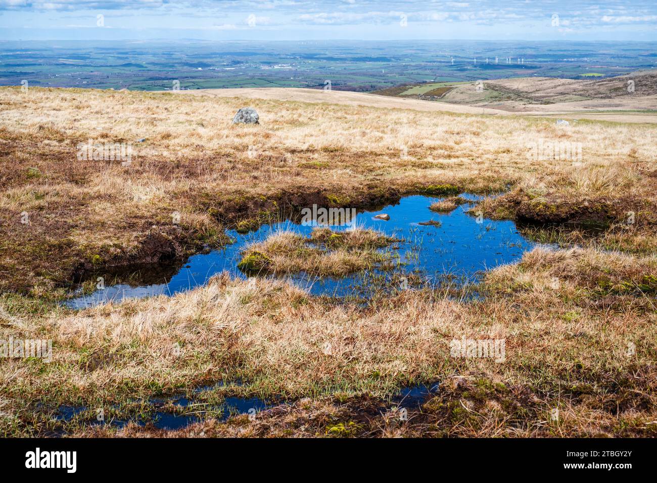 Rainwater pool on West Mill Tor, Dartmoor National Park, Devon, UK ...