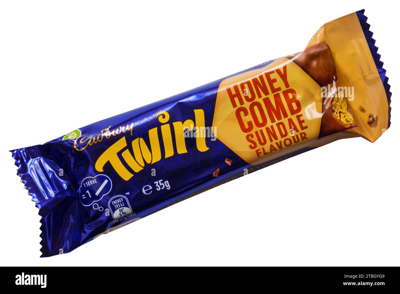 Cadbury Twirl chocolate honeycomb sundae flavour isolated on white ...