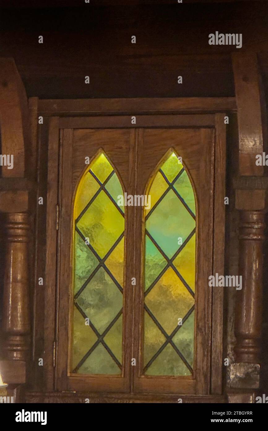 green and yellow stained glass window Stock Photo - Alamy