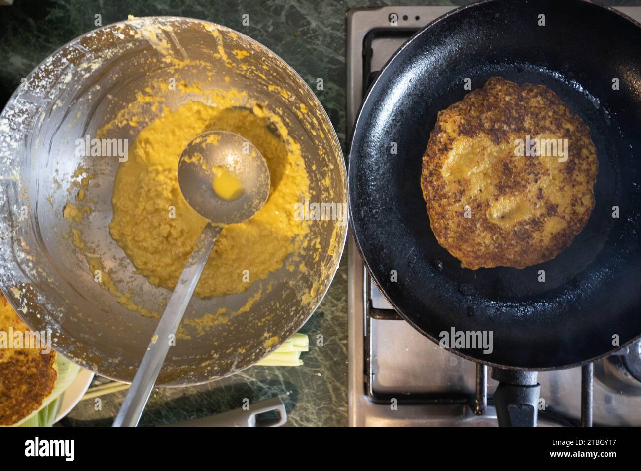 Artisanal preparation of corn cachapas, a typical Venezuelan dish Stock ...