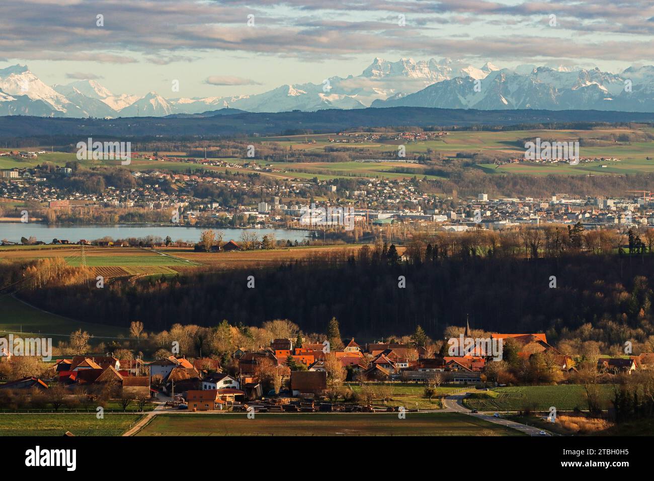 Fiez village, Yverdon-les-Bains city near Neuchâtel lake, swiss plateau ...