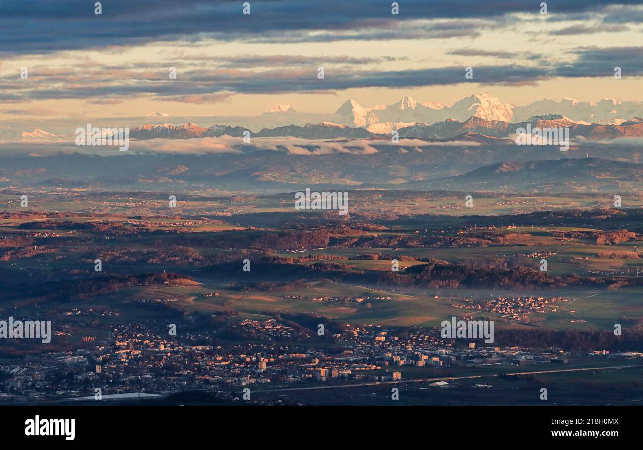 Yverdon-les-Bains city, villages and forests of swiss Plateau , prealps ...