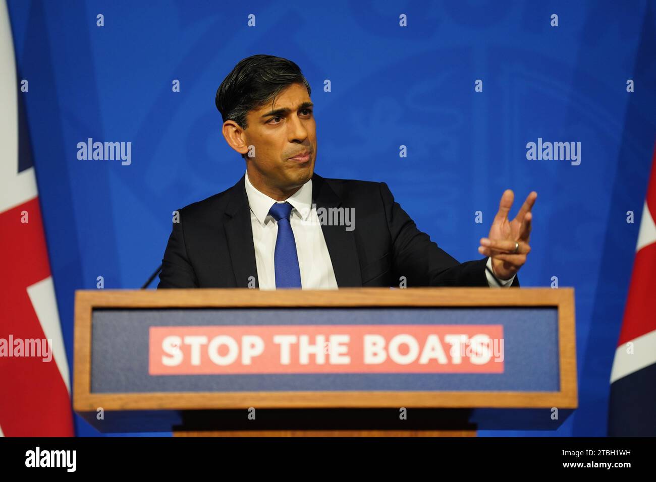 Prime Minister Rishi Sunak during a press conference in the Downing ...