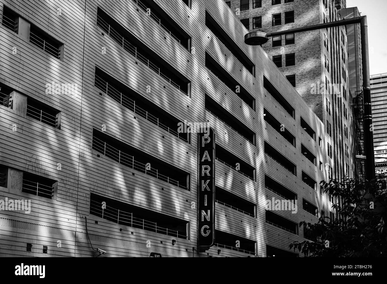 Sign parking garage Black and White Stock Photos & Images - Alamy