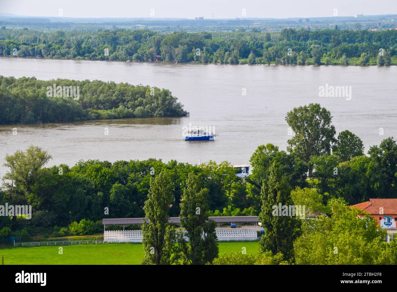Belgrade, Serbia. 26th May 2019: Aerial view of the confluence of ...