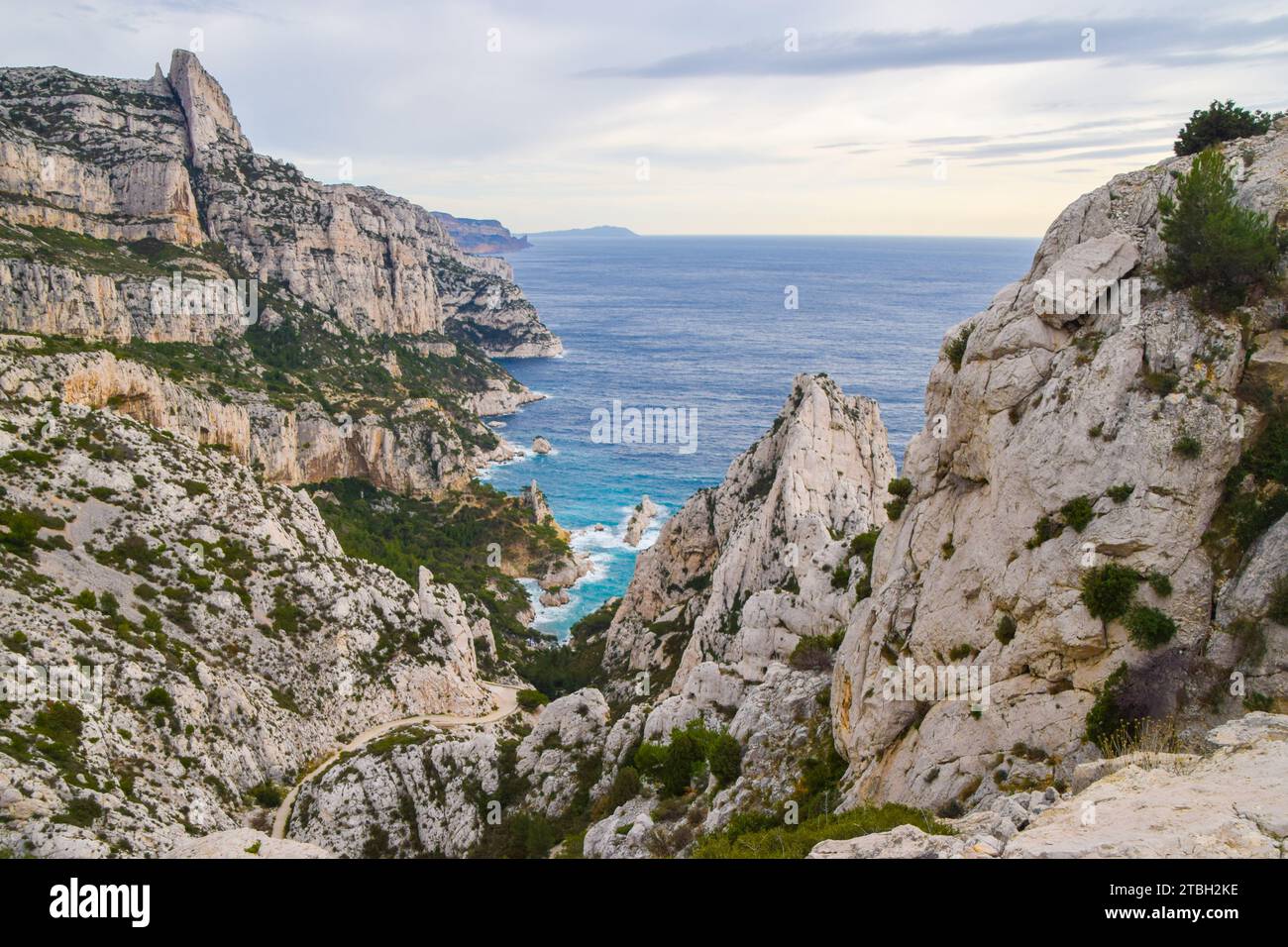 Rock formations, sea and coast view at Calanques National Park next to ...