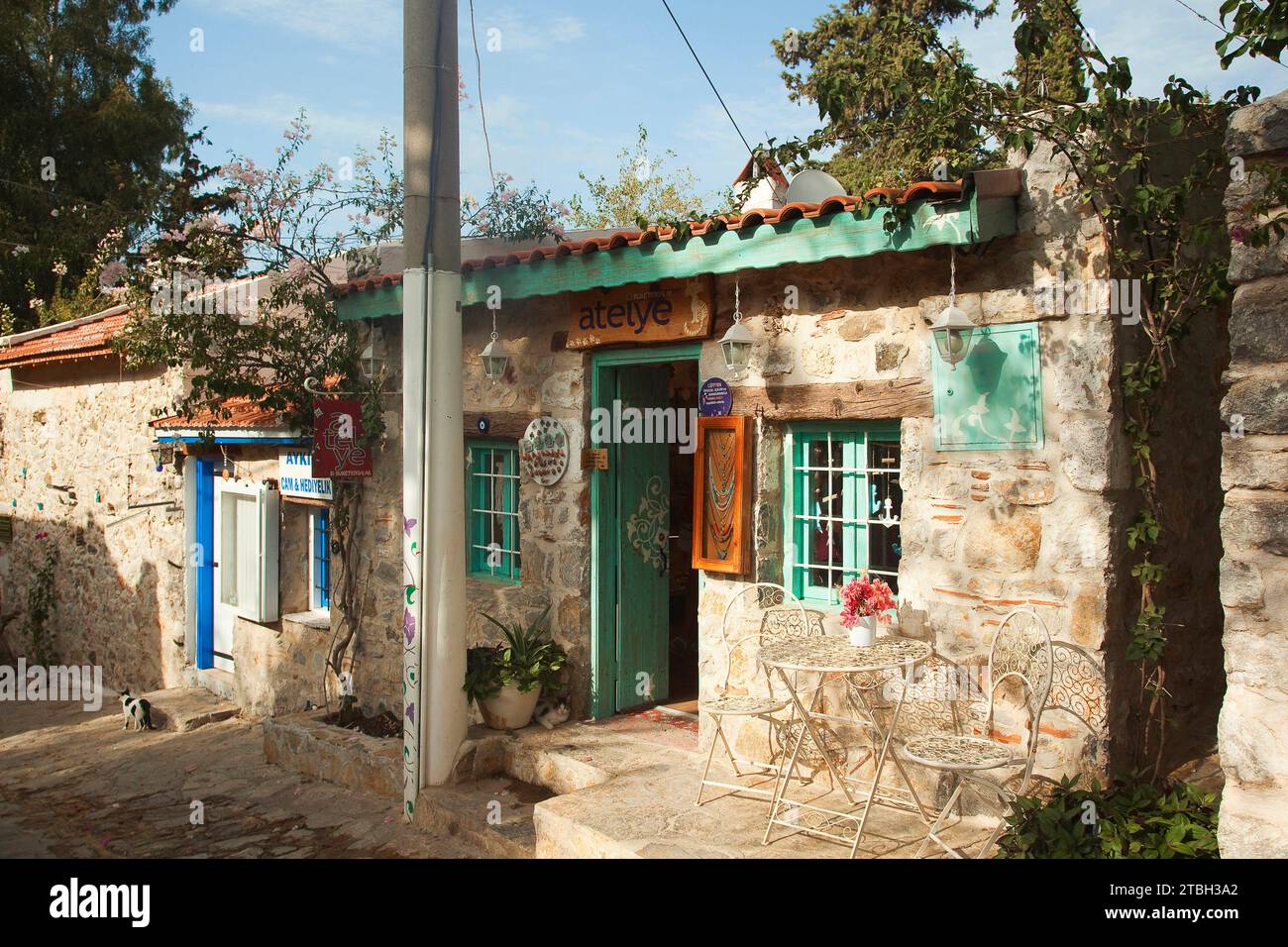 View of a traditional stone house used as a atelier at the Old Datca ...