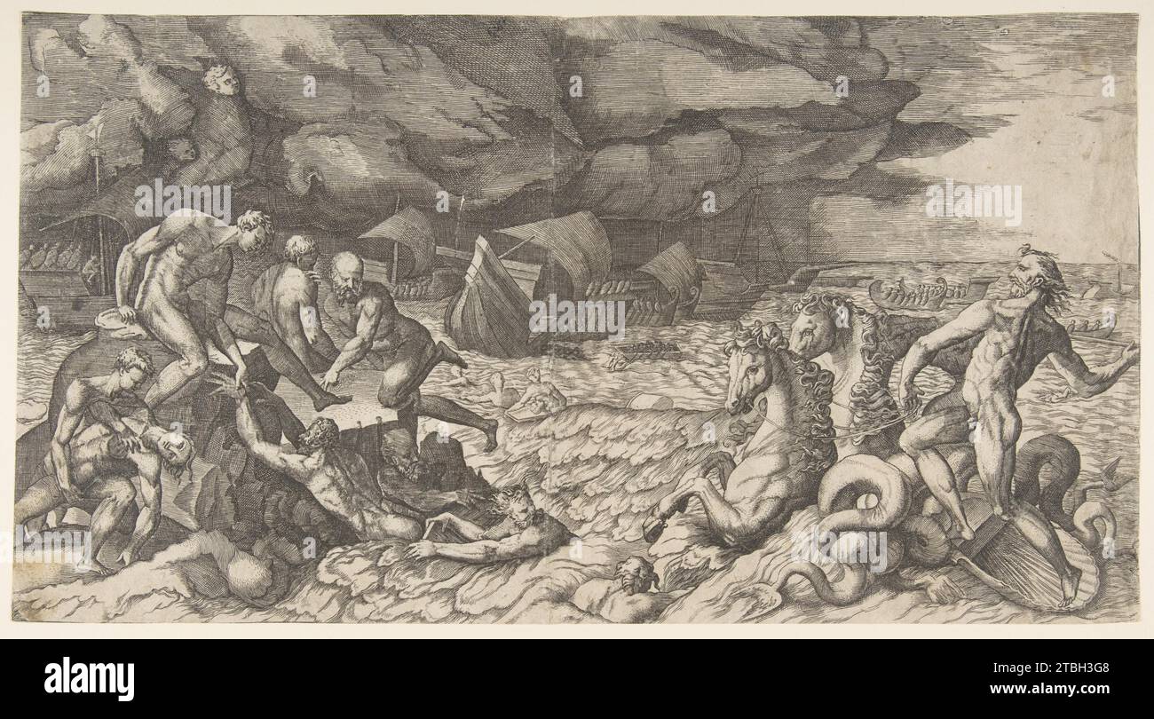 Neptune calming the Tempest Aeolus raised against the Fleet of Aeneas ...