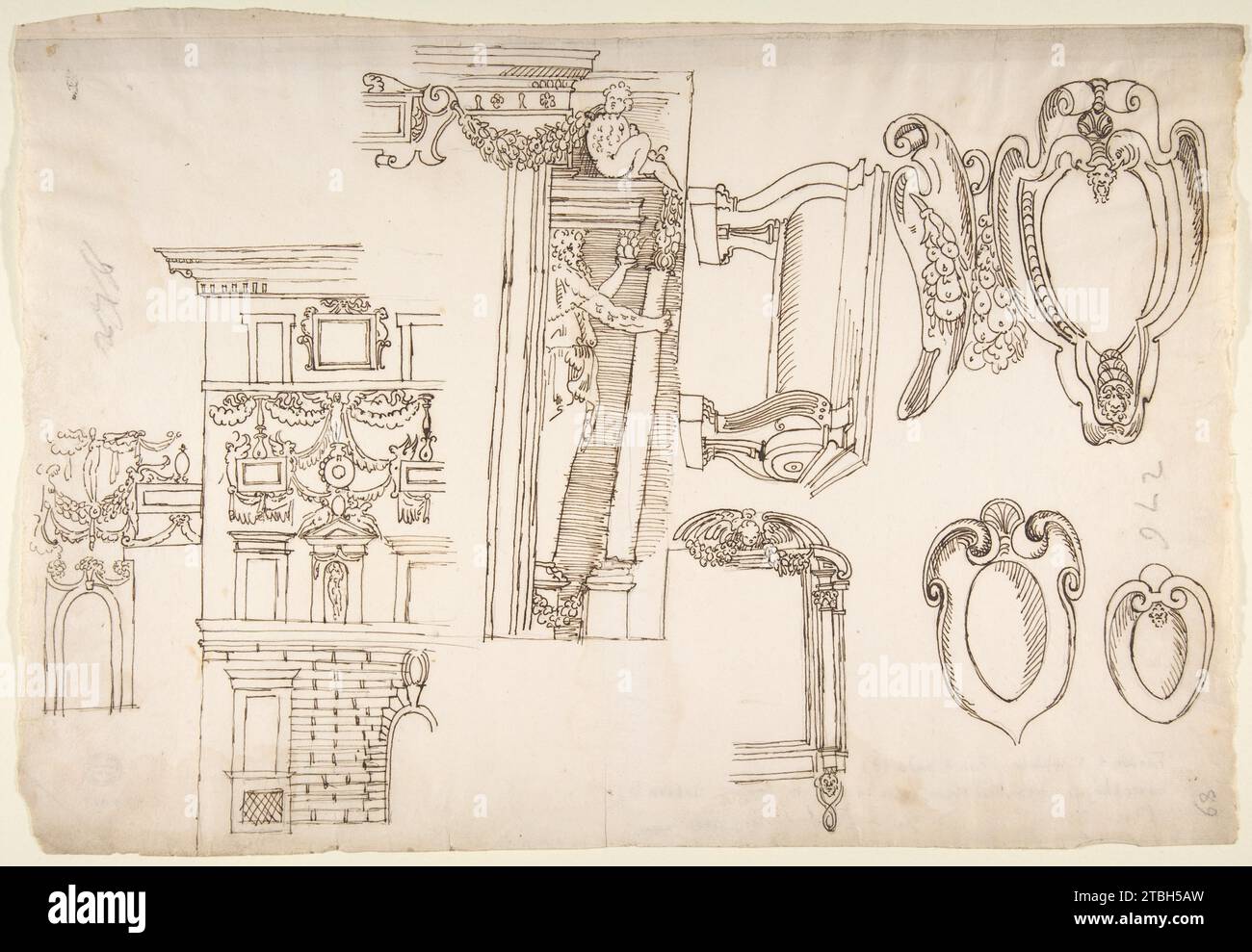 Palazzo Capodiferro (Spada), partial elevation, details; Santa Trinita ...