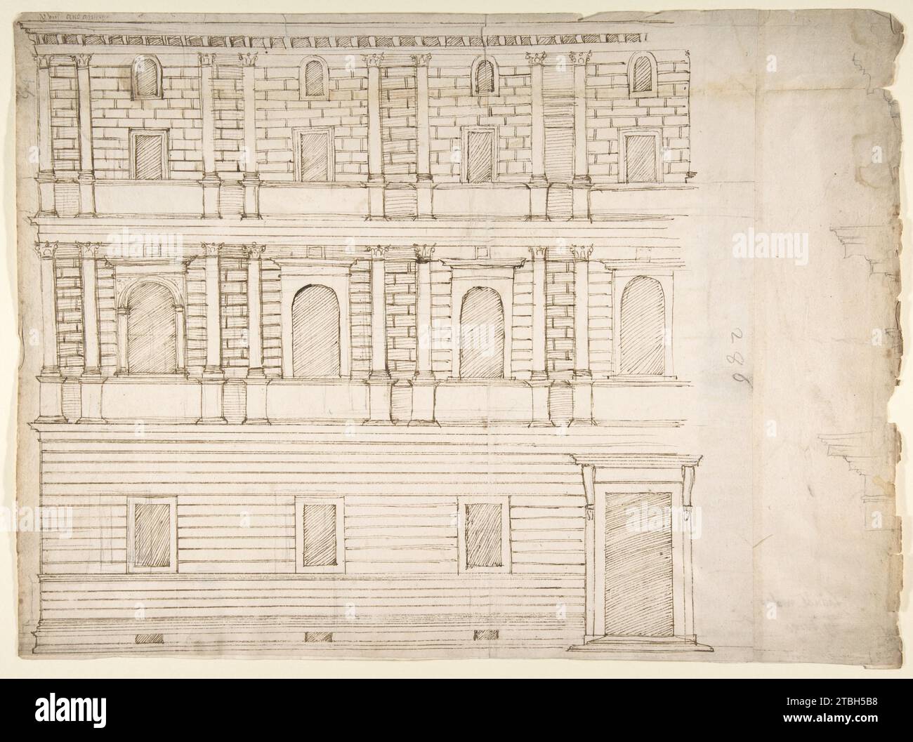 Palazzo Giroud Torlioni, elevation, cornice details (recto) Calculation ...