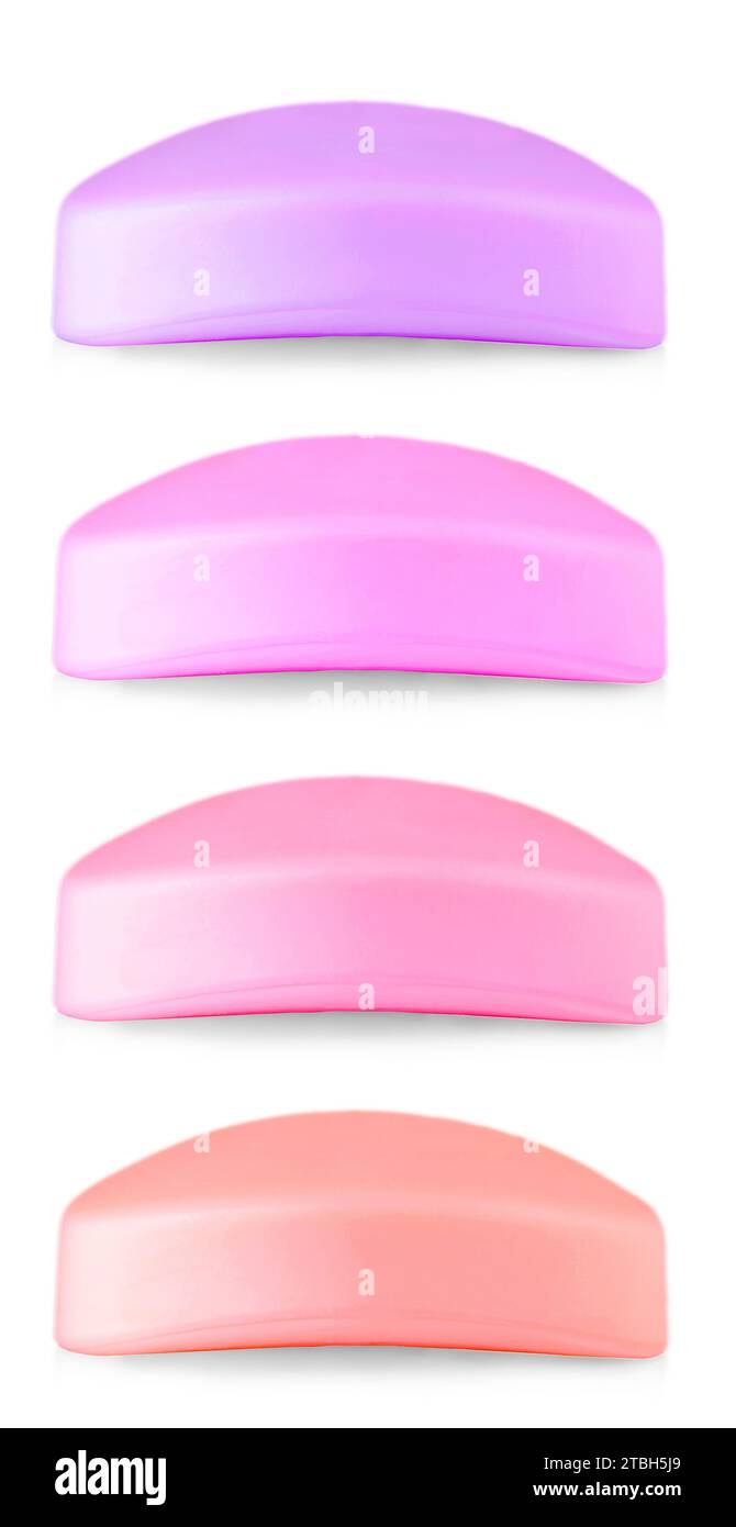 The set of colored soaps isolated on white background Stock Photo - Alamy