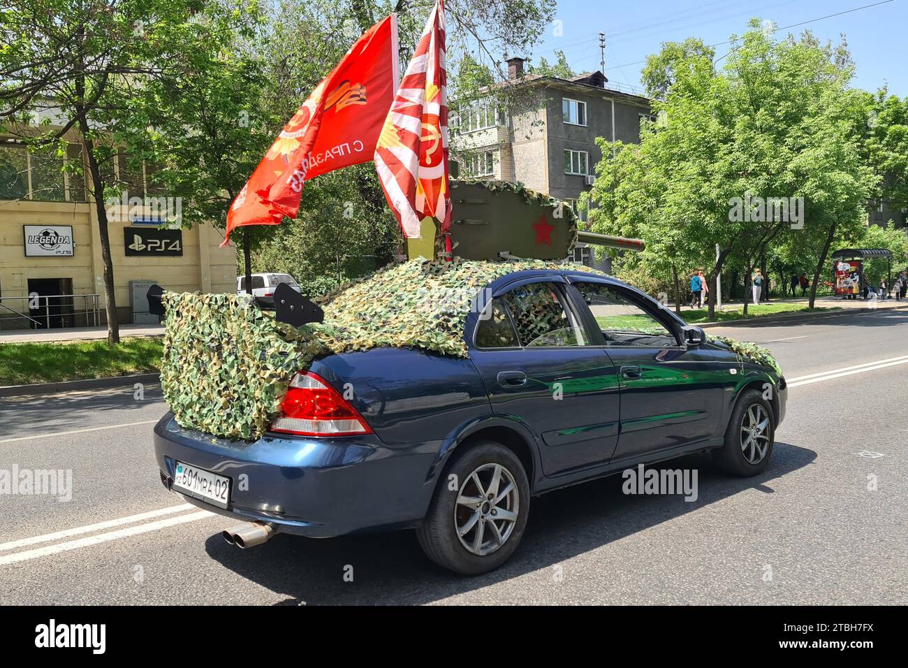 Car decorated for the parade on Victory Day in the Great Patriotic War ...