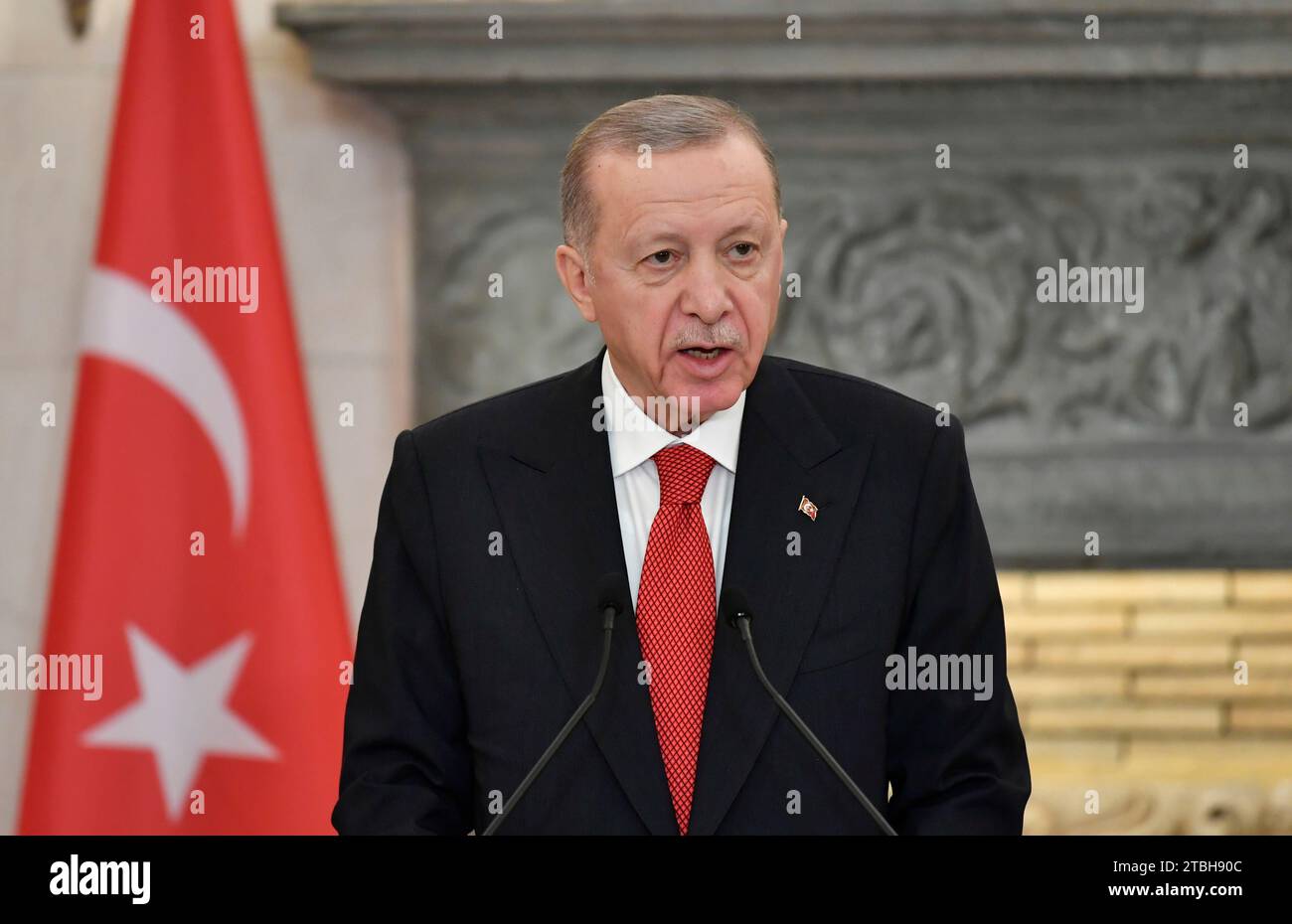 Turkey's President Recep Tayyip Erdogan makes statements with Greece's Prime Minister Kyriakos ...