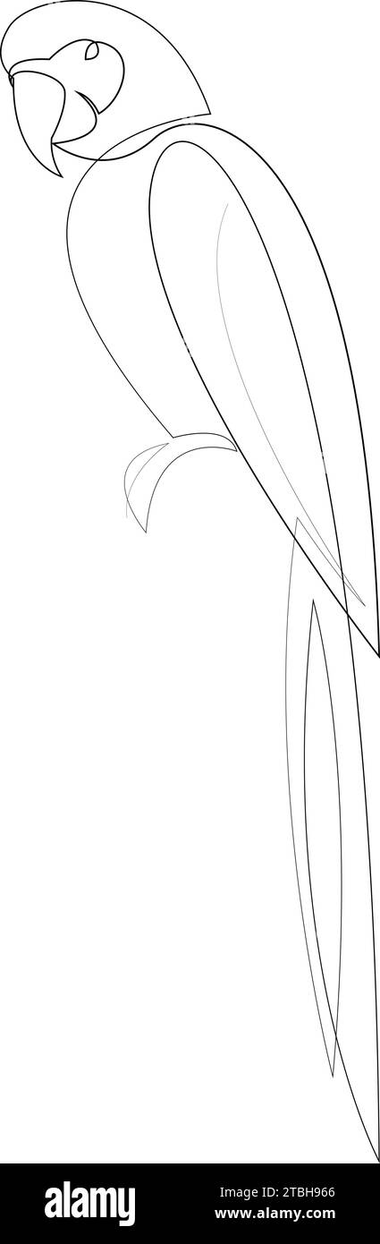 One line parrot design silhouette. Hand drawn minimalism style vector ...