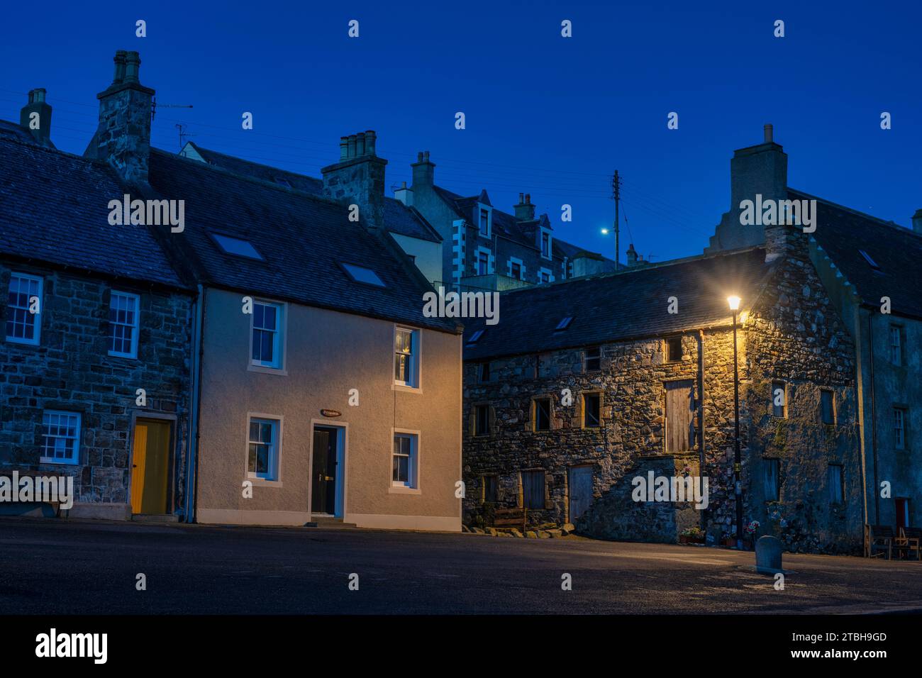 Portsoy historic buildings at the blue hour. Aberdeenshire, Scotland ...
