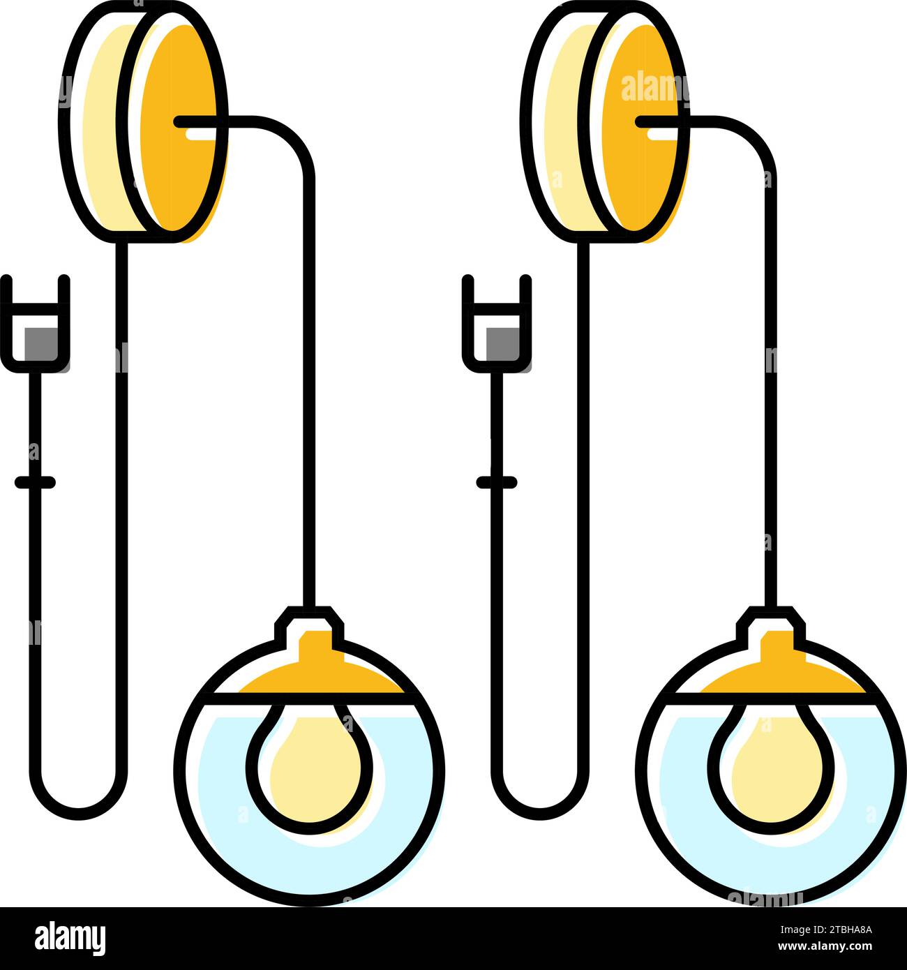 wall sconces bedroom interior color icon vector illustration Stock ...