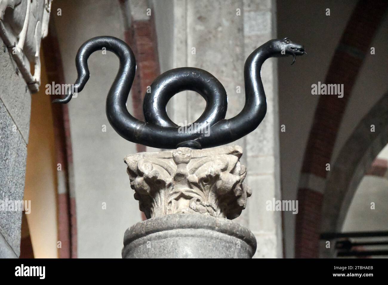 Milano Italy - Basilica Sant'Ambrogio, inside, column with the serpent ...