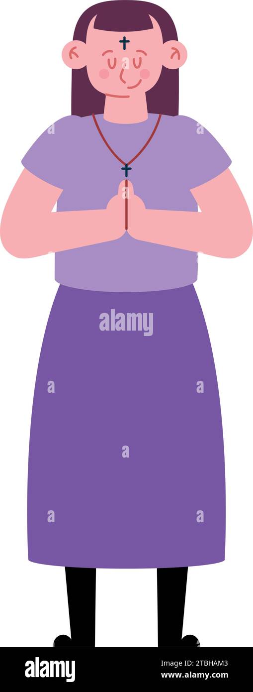 catholic girl praying illustration vector isolated Stock Vector Image ...