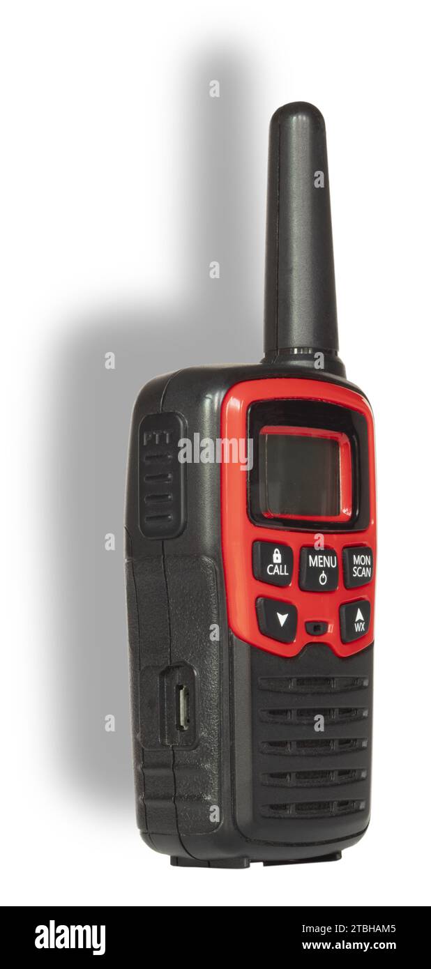 Drop shadow behind a walkie-talkie with antenna that works on both FRS ...