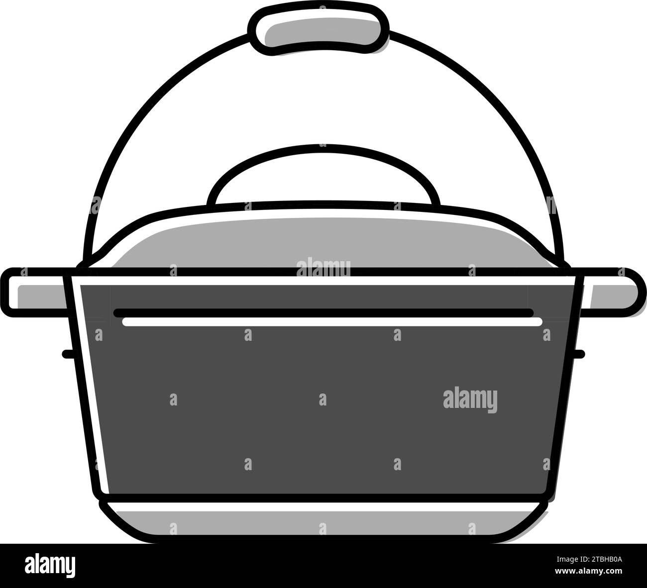 cast iron dutch oven kitchen cookware color icon vector illustration ...