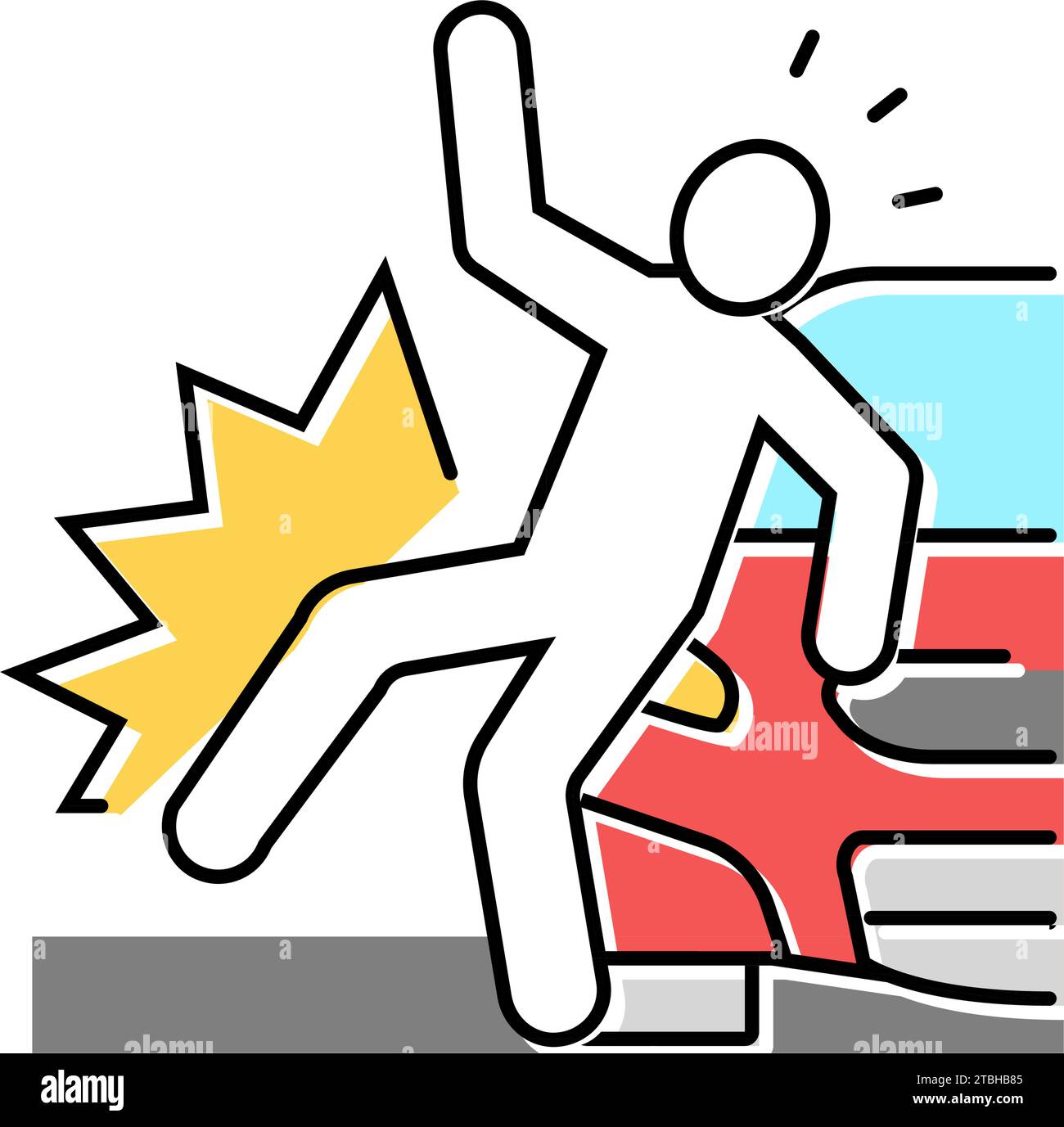 machine hit man accident color icon vector illustration Stock Vector ...