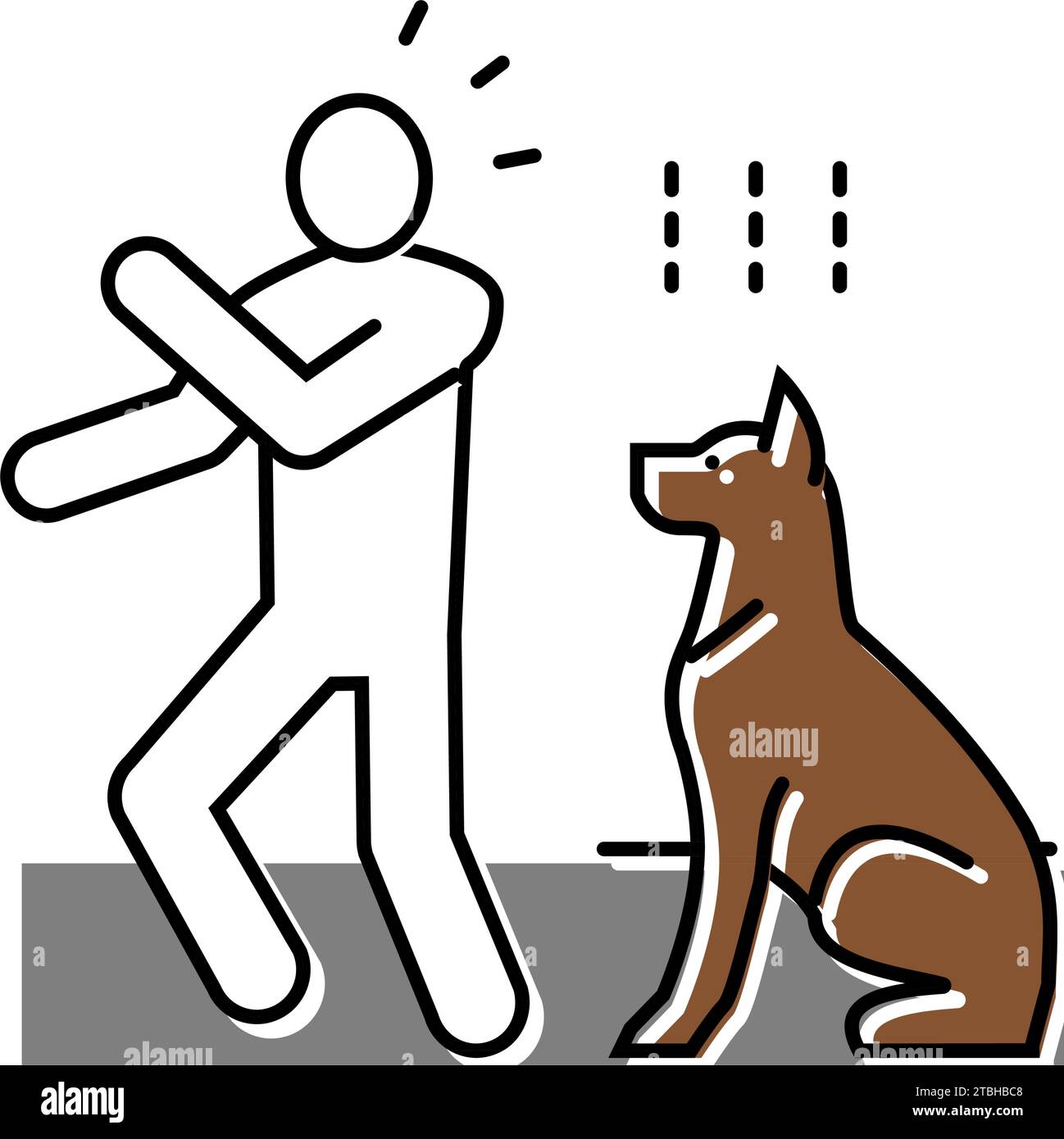 dog barking person accident color icon vector illustration Stock Vector ...