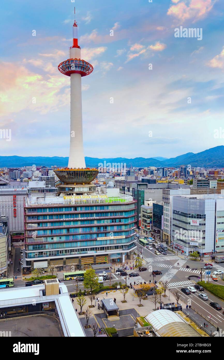 Kyoto, Japan - April 6 2023: Kyoto Tower completed in 1964 it's the ...