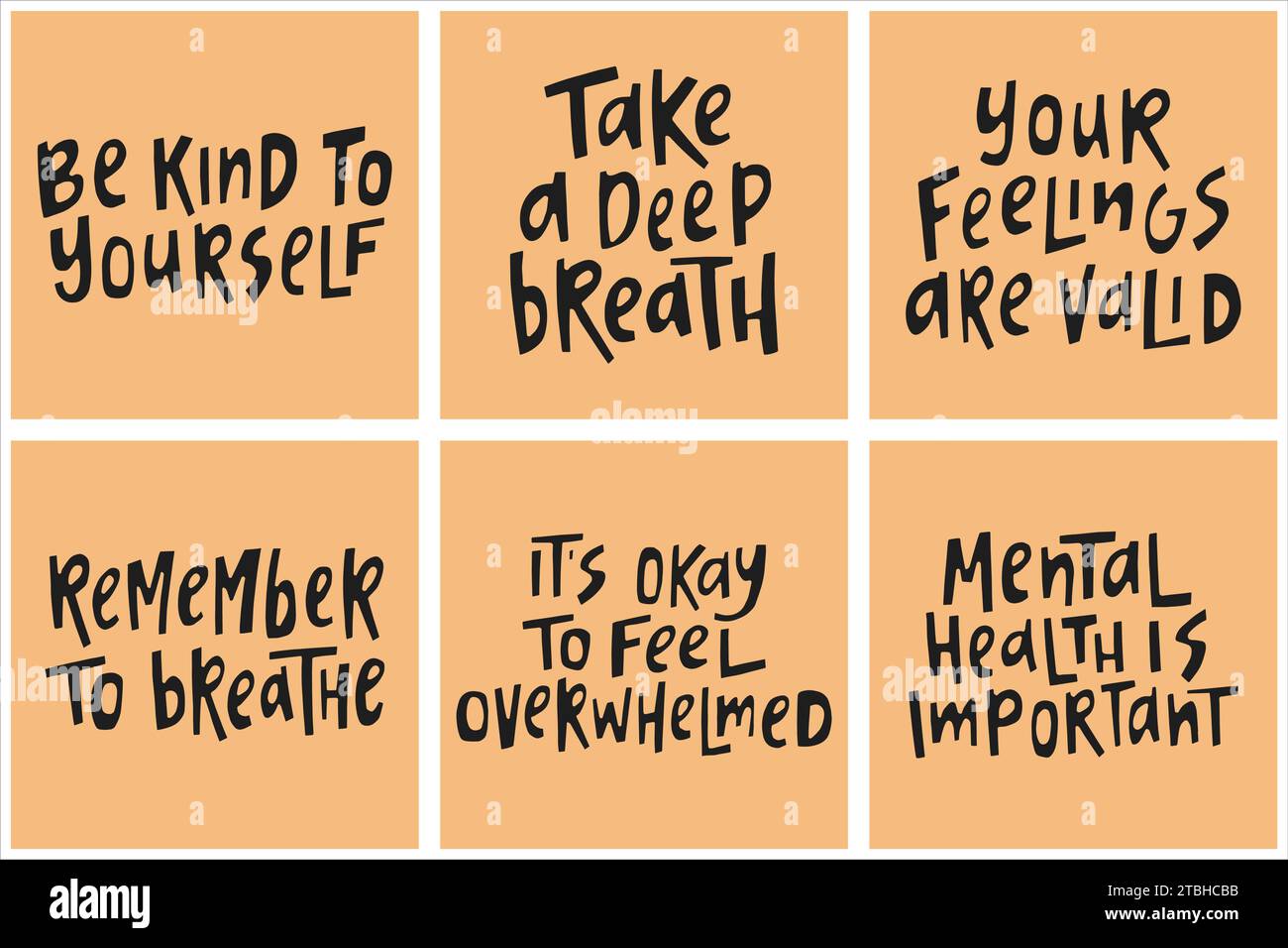 Set of hand-drawn quotes about mental health. Creative lettering ...