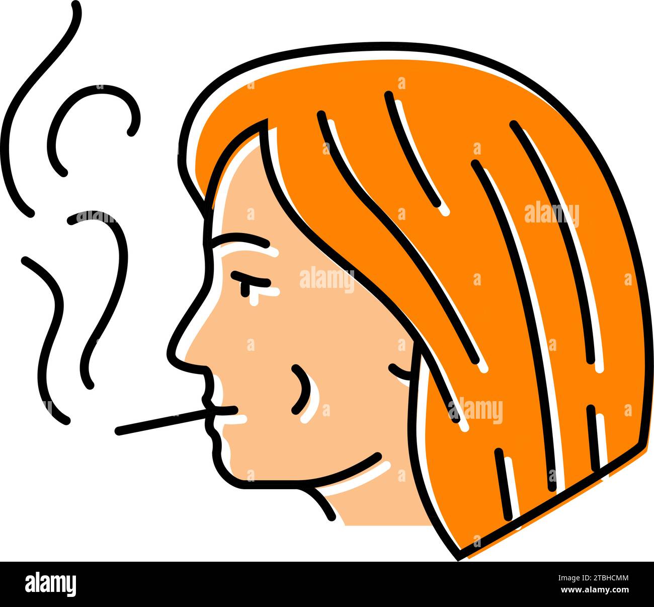 female smoking cigarette color icon vector illustration Stock Vector ...