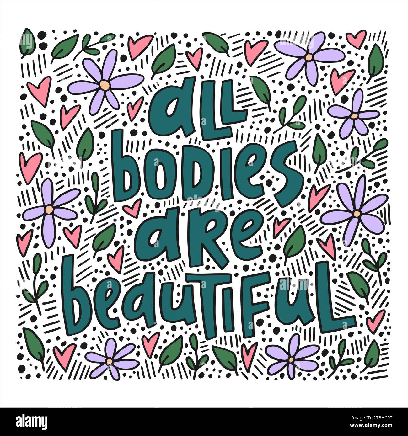 All bodies are beautiful - hand-drawn quote. Creative lettering ...