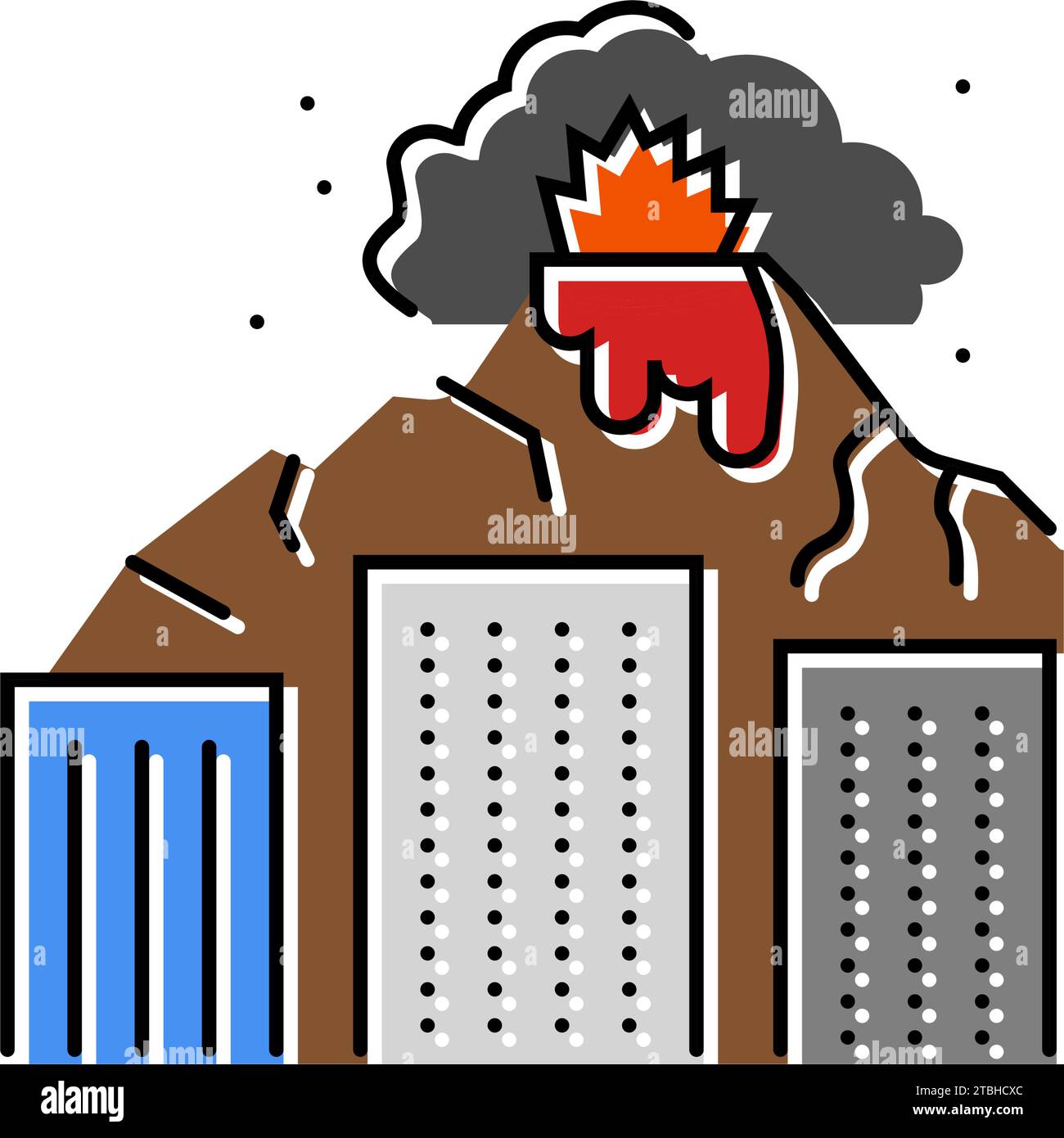 catastrophe erupting volcano color icon vector illustration Stock ...
