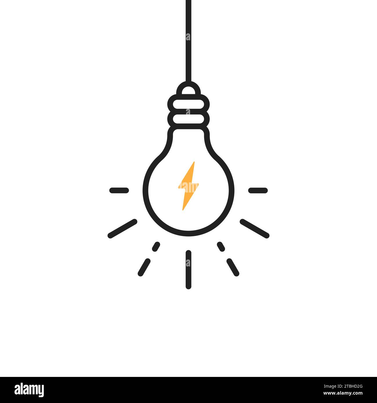 hanging light bulb with flash icon Stock Vector Image & Art - Alamy