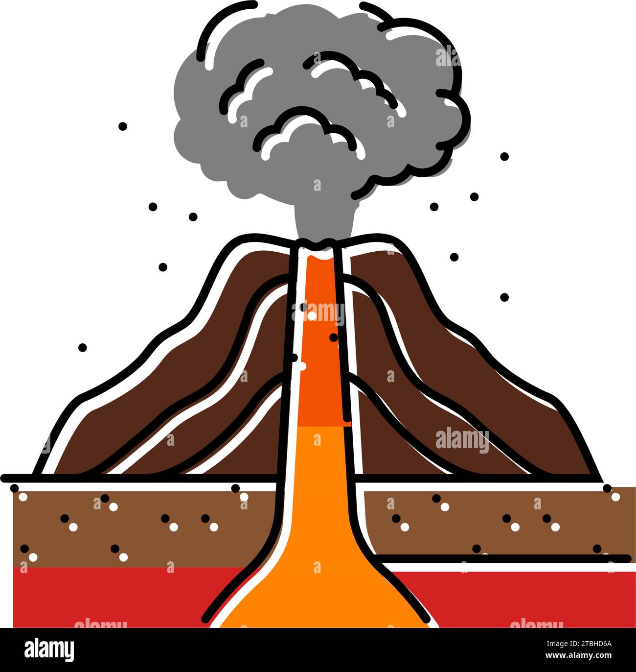 explosive eruption lava color icon vector illustration Stock Vector ...