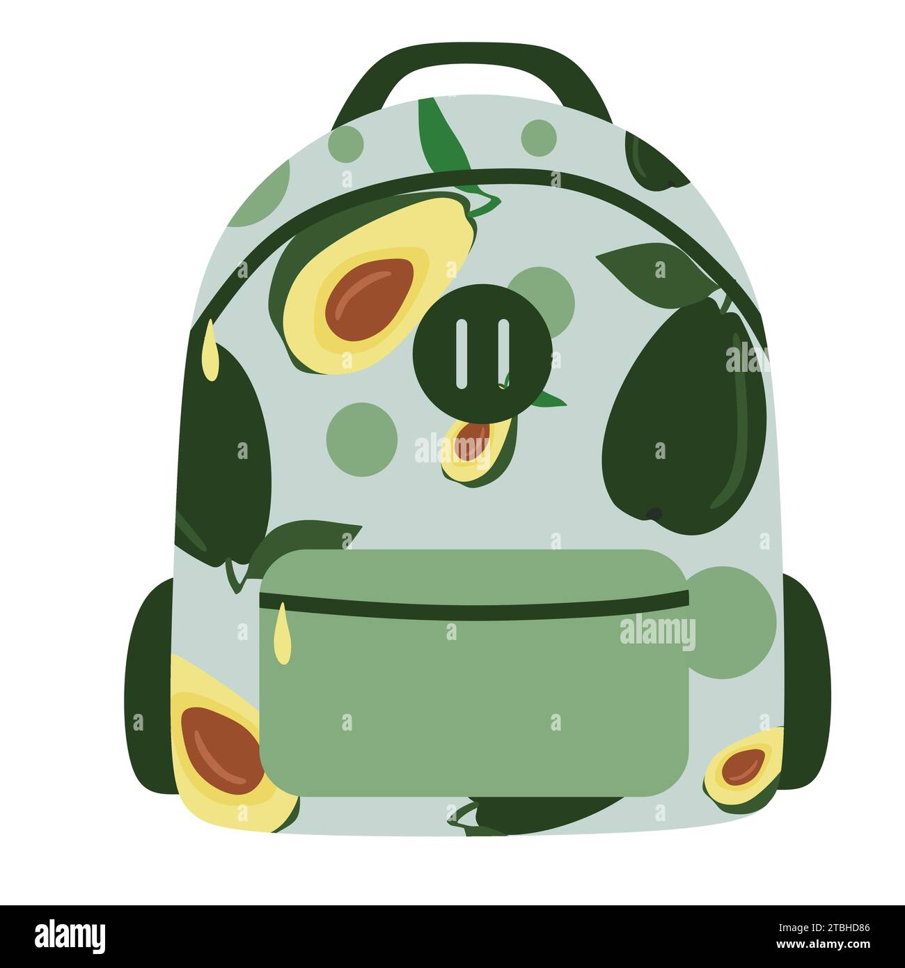 Abstract school briefcase in flat style. Modern Backpack with Avocado ...