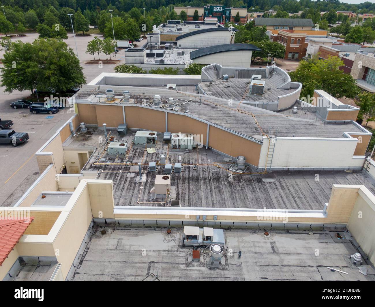 Drone photos of commercial roofs Stock Photo - Alamy