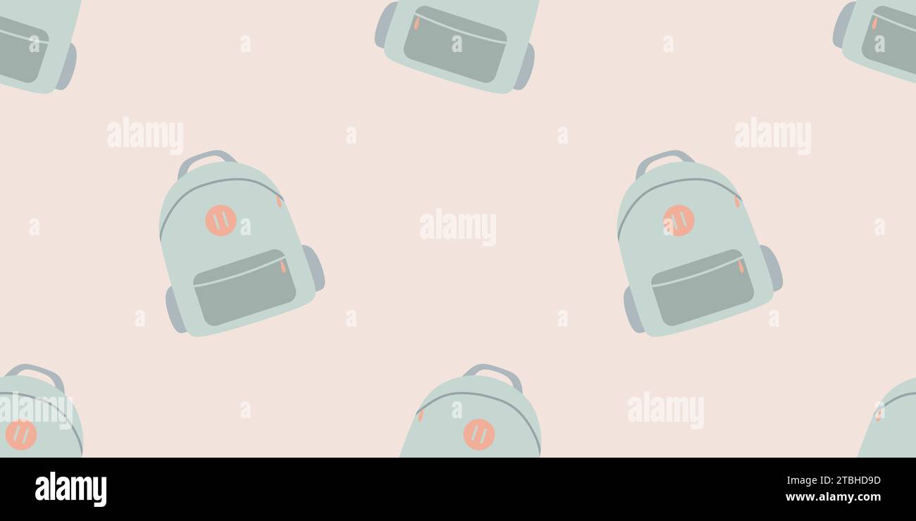 School cartoon pattern with flat colorful backpacks and rucksacks ...
