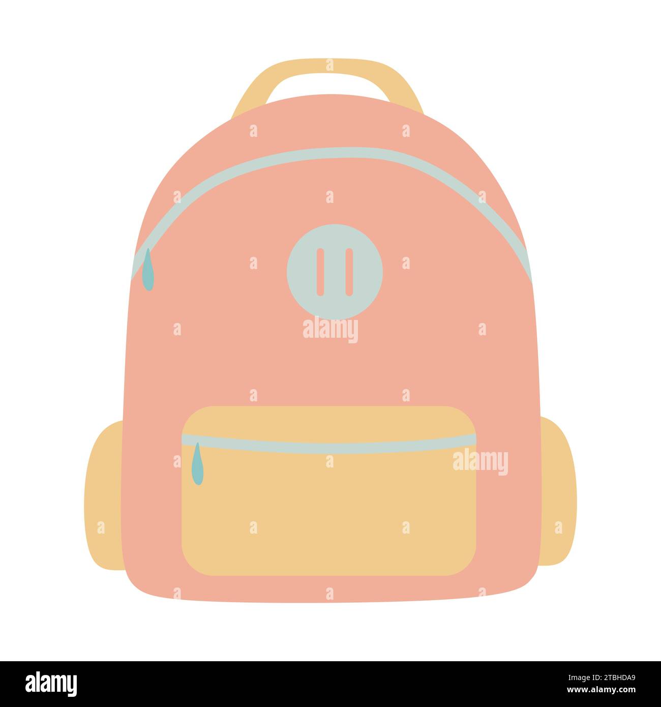Pastel color School Backpack. Peach school supplies vector illustration ...