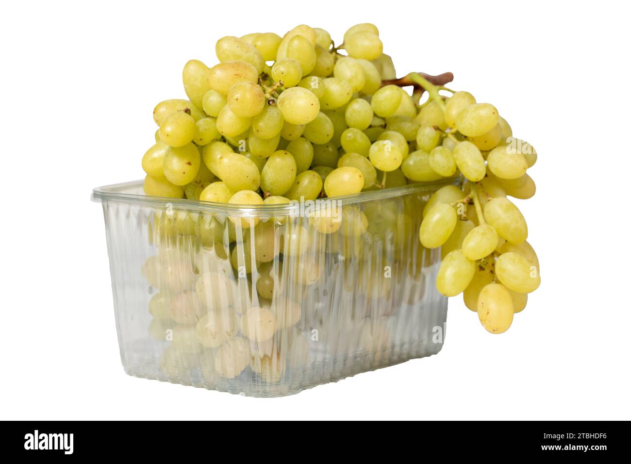 Packed green grapes isolated on a white background. Organic ...