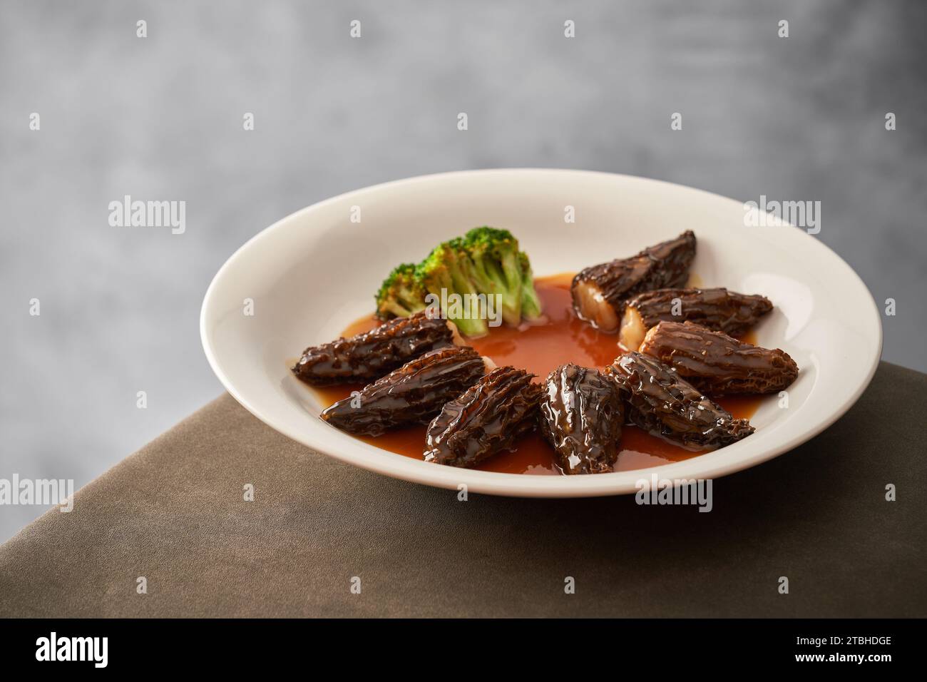 Braised Stuffed Prawn paste in Morel Mushrooms in Abalone Sauce Stock ...