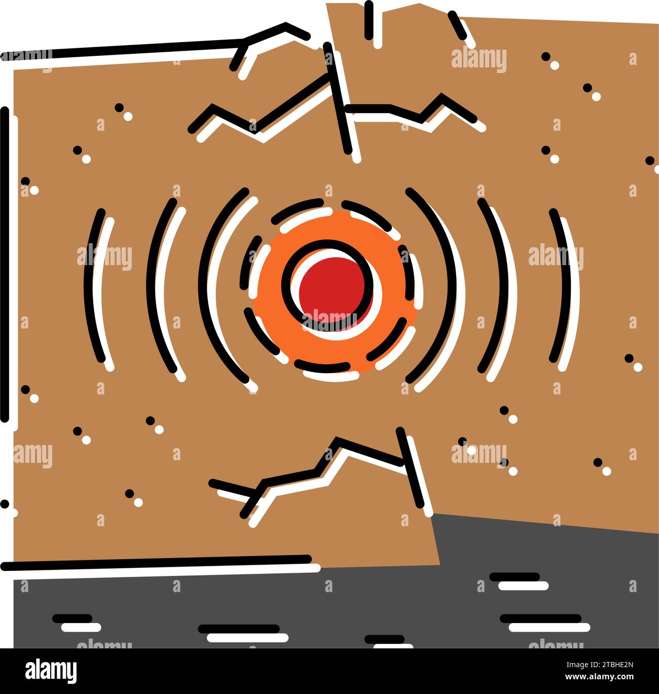 tectonic earthquake disaster color icon vector illustration Stock ...