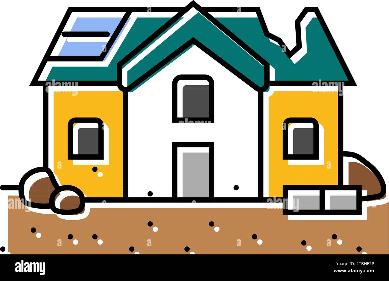 broken house disaster color icon vector illustration Stock Vector Image ...
