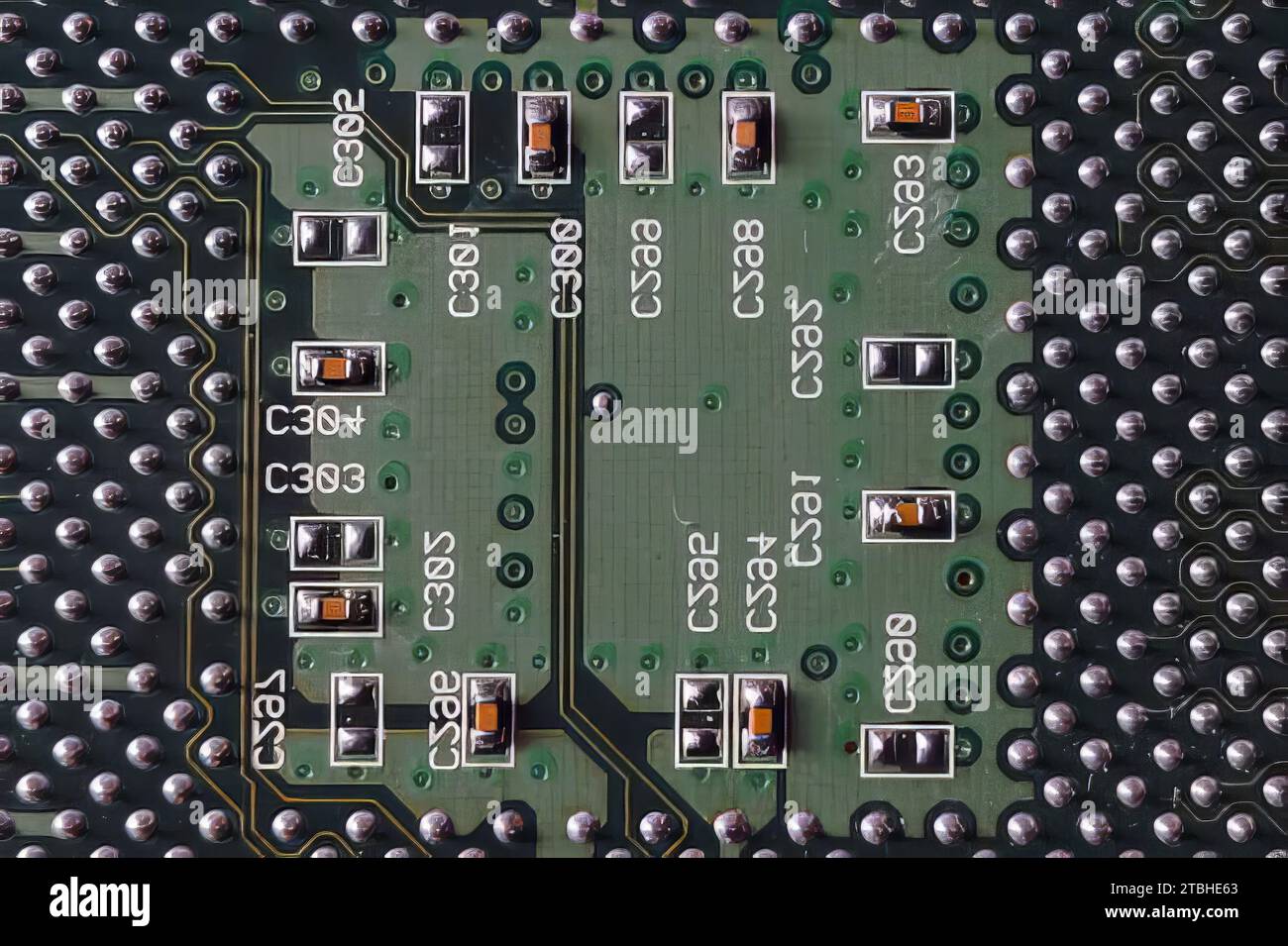 Michrochip, comptuer processor and motherboard, computer circuits and details close view photo ...