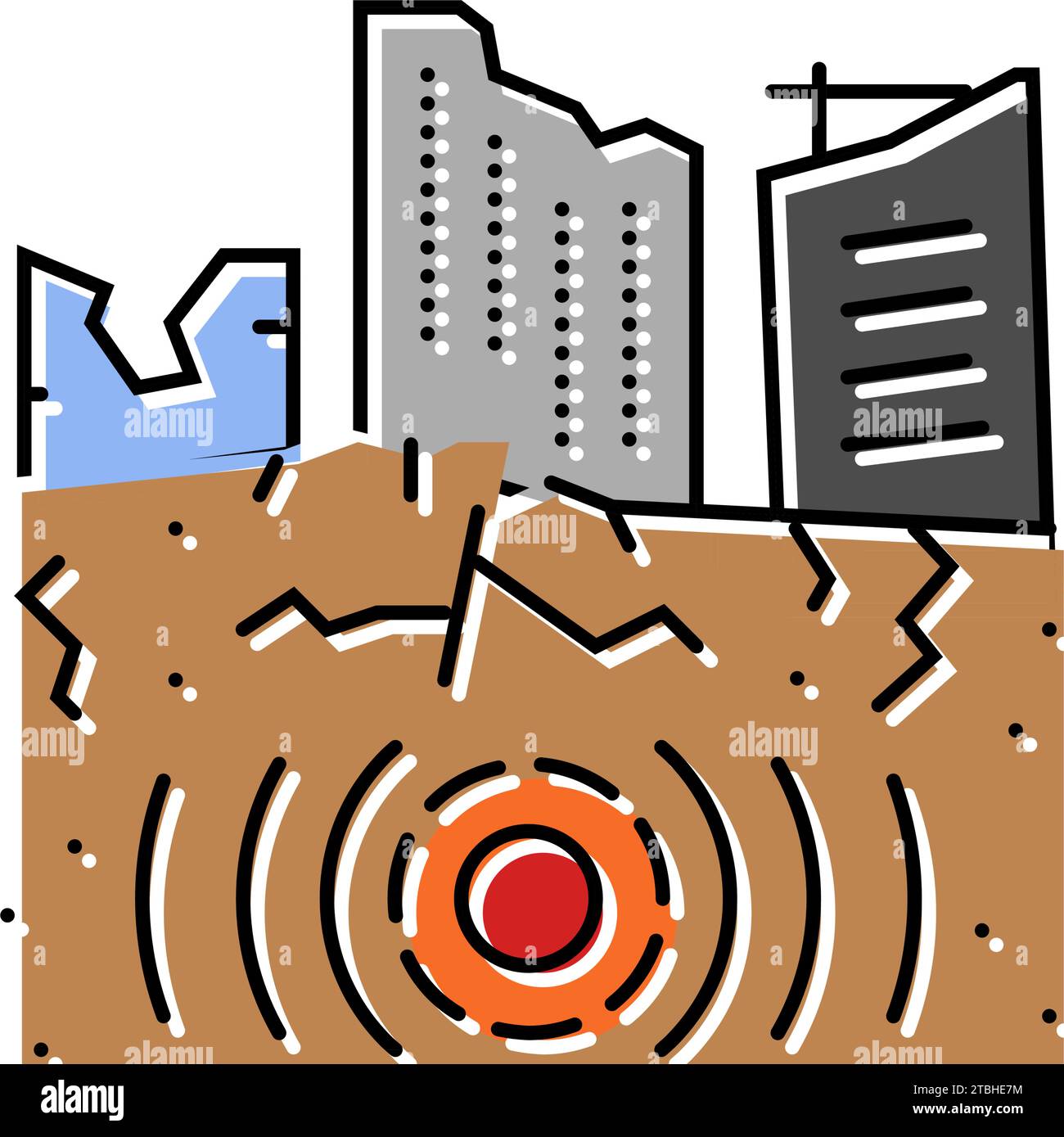 siesmic collapse color icon vector illustration Stock Vector Image ...