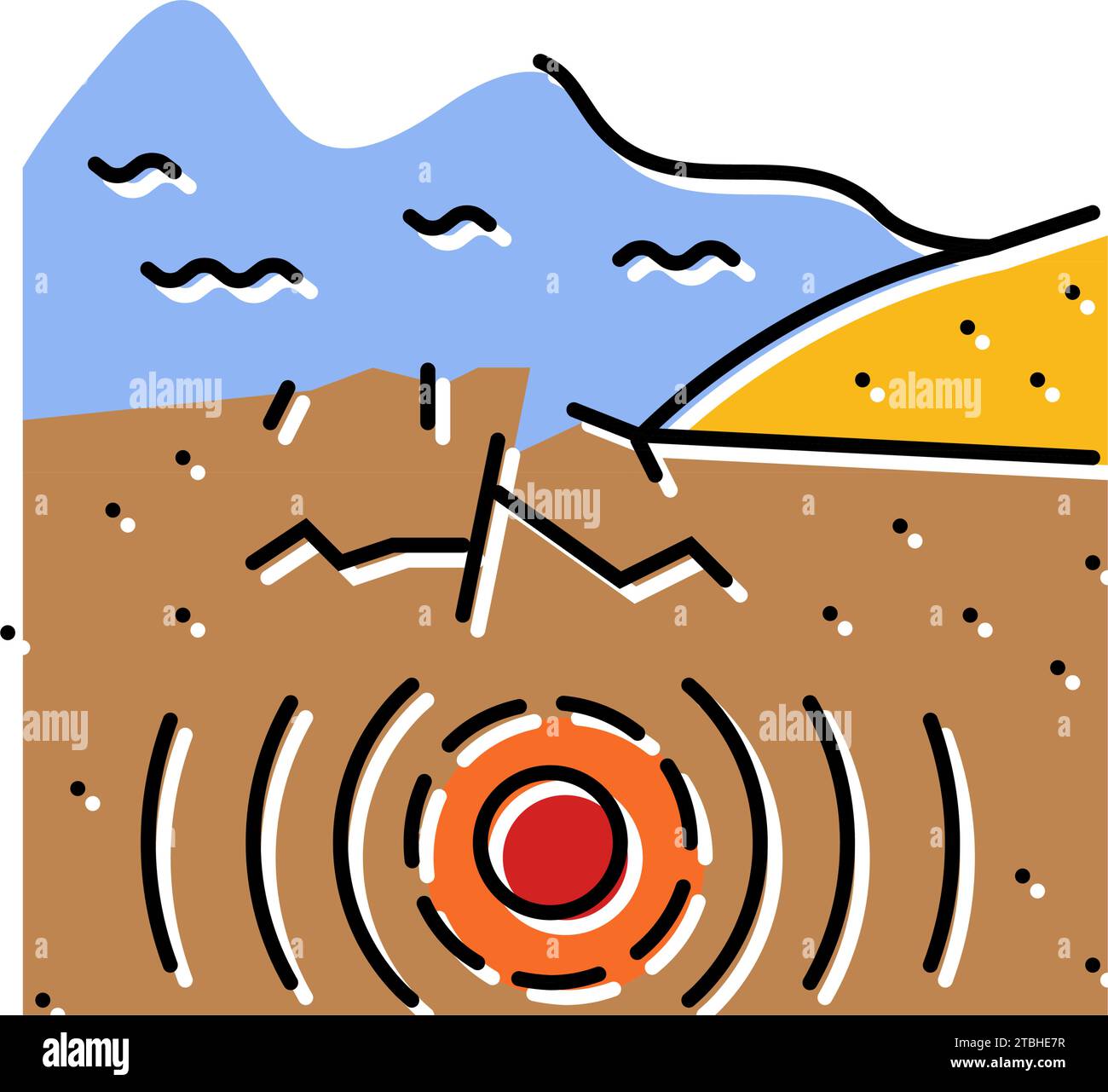 tsunami earthquake color icon vector illustration Stock Vector Image ...