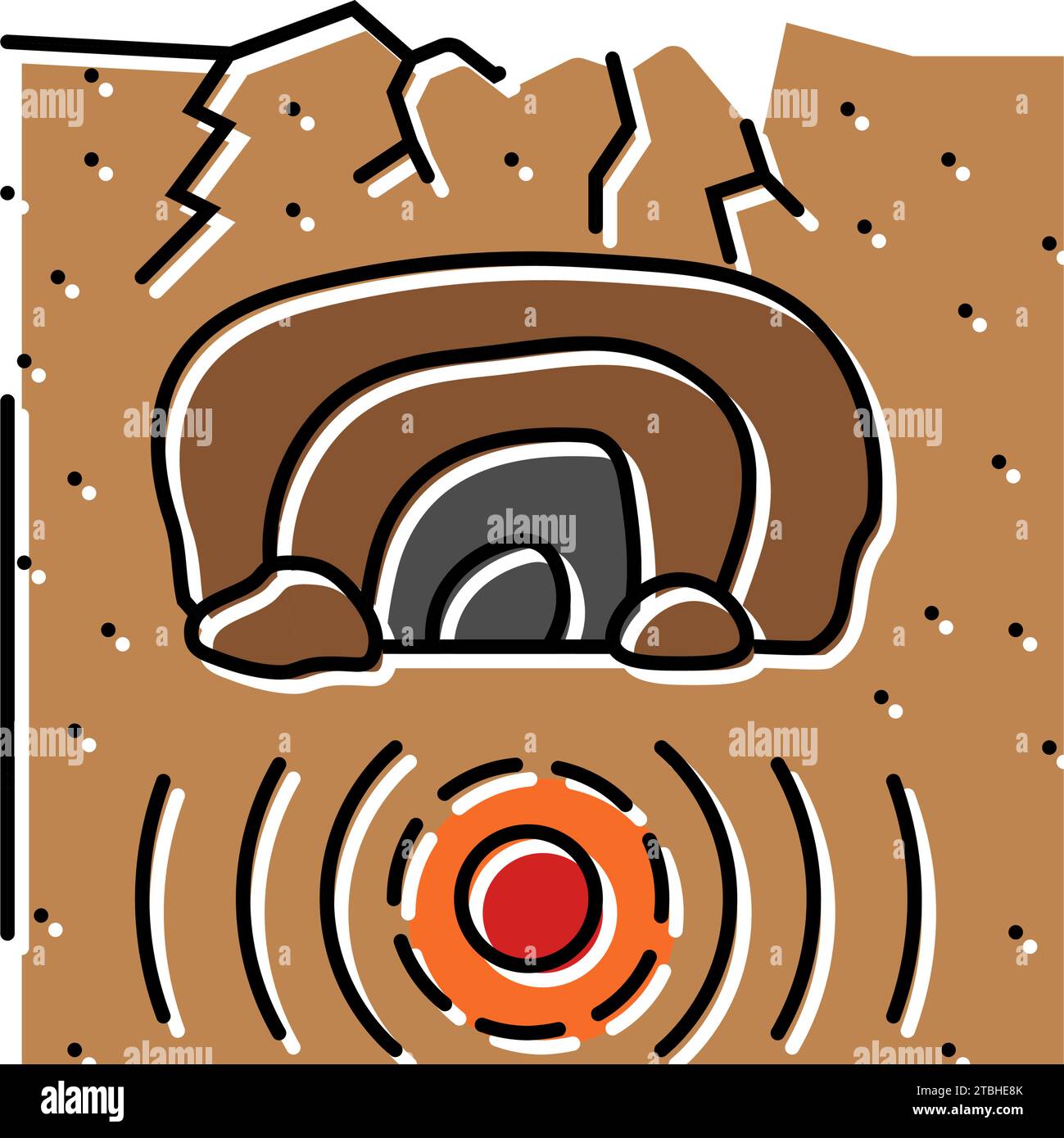 collapse earthquake disaster color icon vector illustration Stock ...