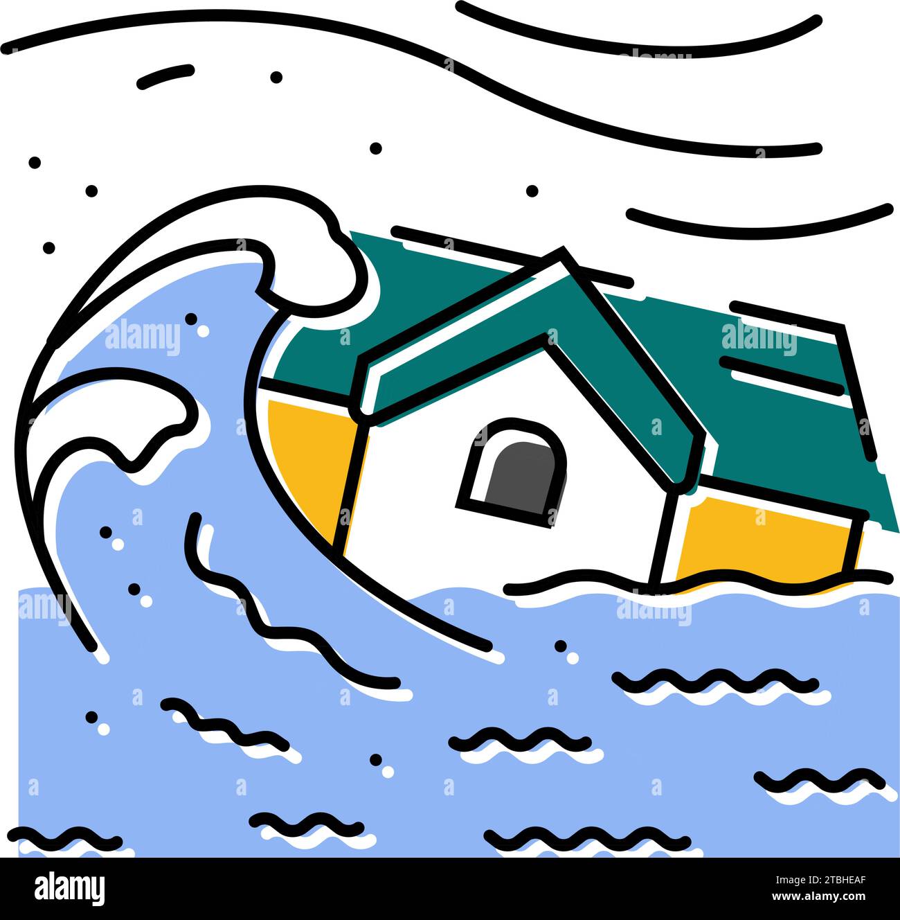 storm flood disaster color icon vector illustration Stock Vector Image ...