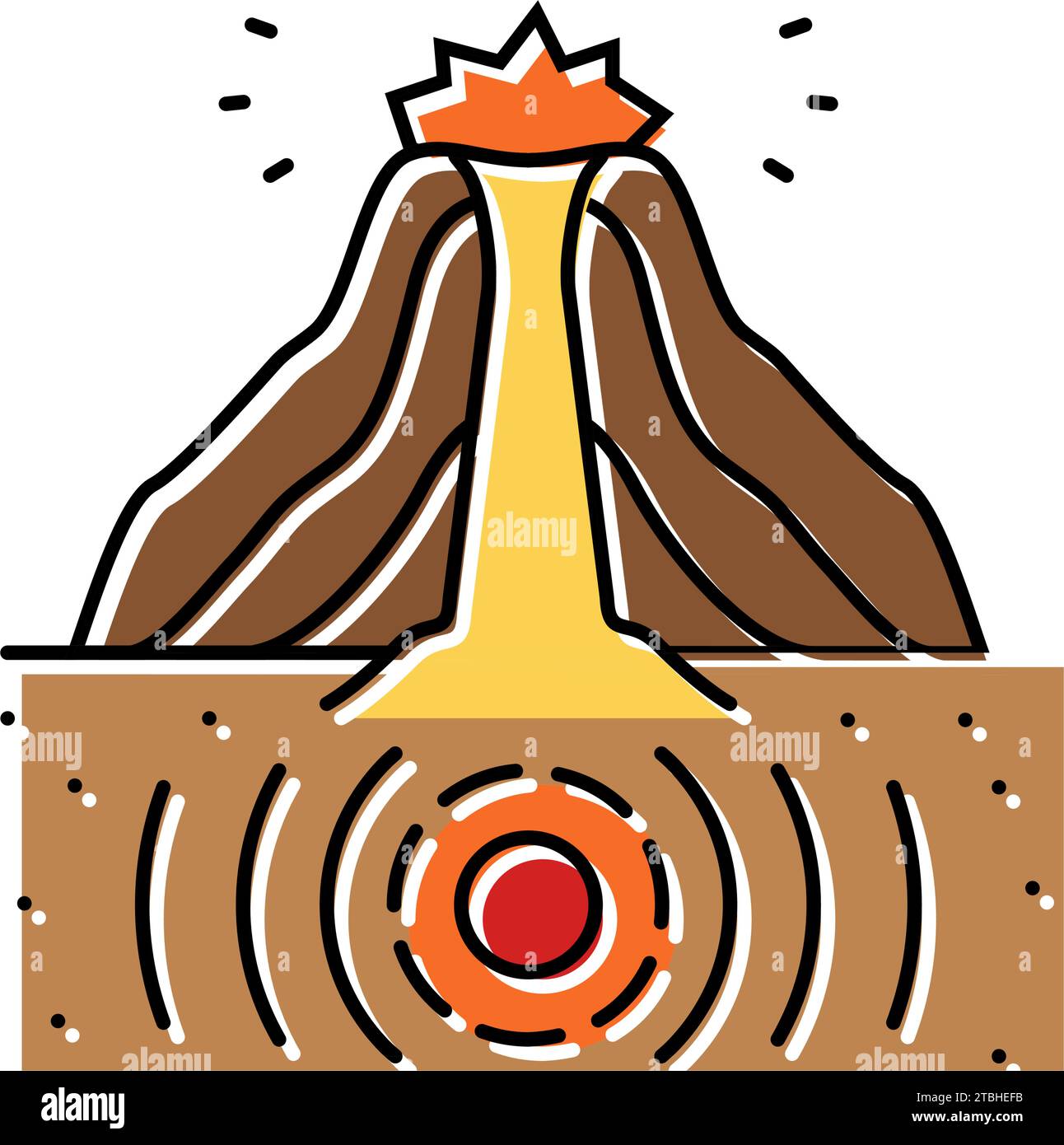 volcanic earthquake disaster color icon vector illustration Stock ...
