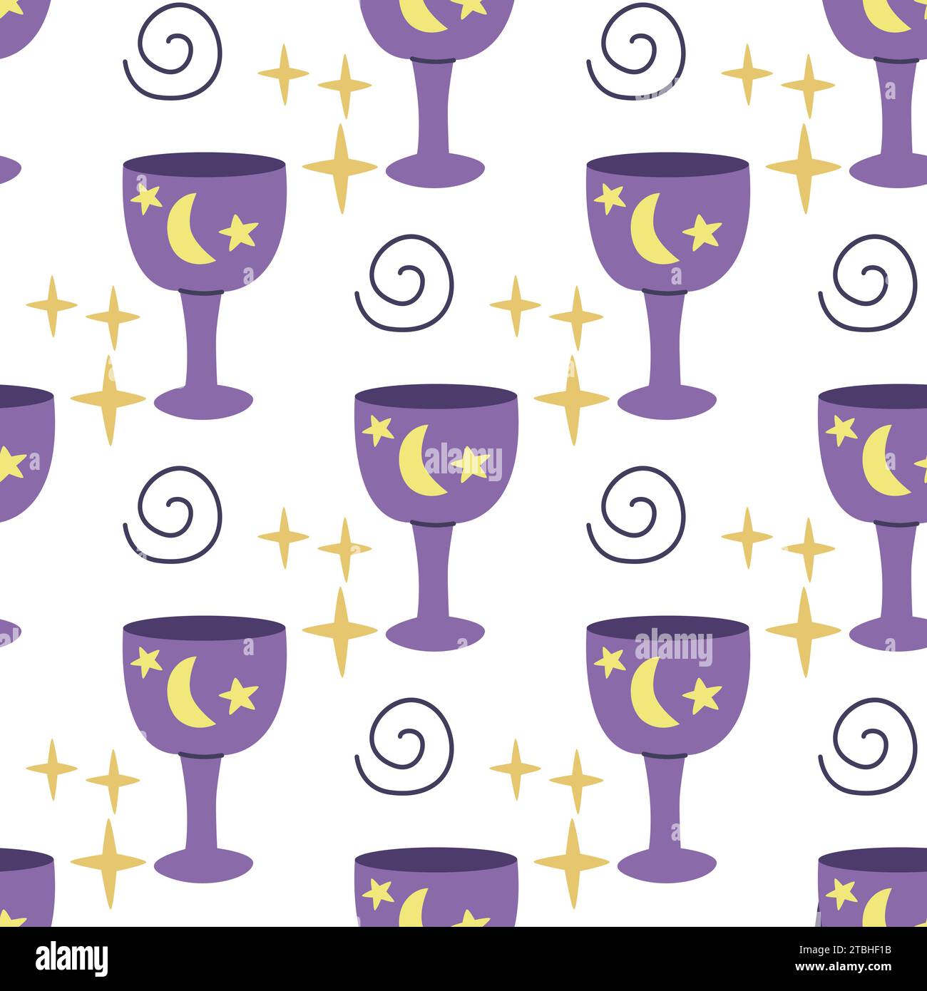 Cup with witchcraft potion seamless pattern. Background with bowl for ...