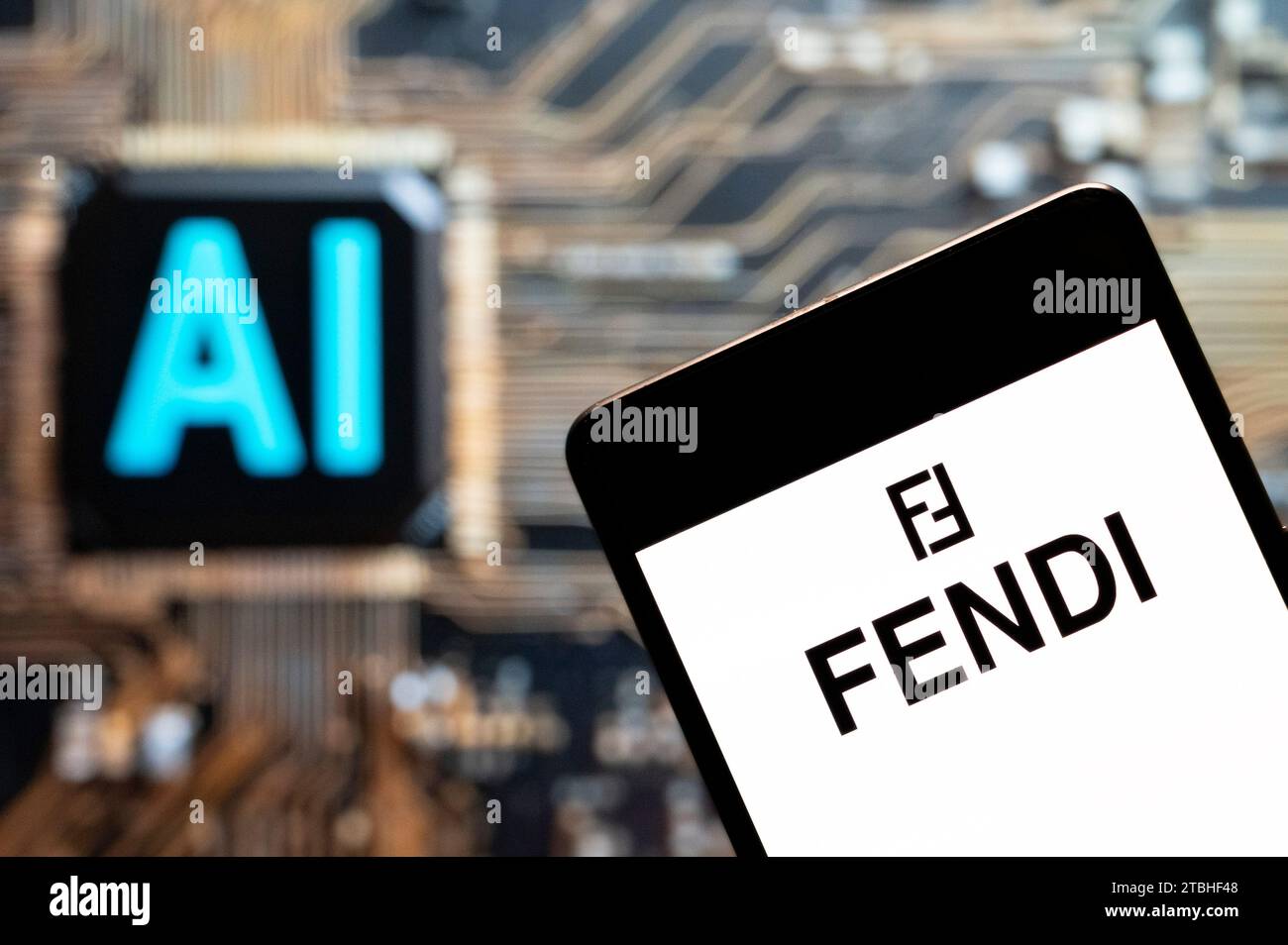 In this photo illustration, the Italian luxury fashion brand Fendi logo ...